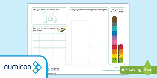All About Number 14 Activity Mat with Numicon Shapes